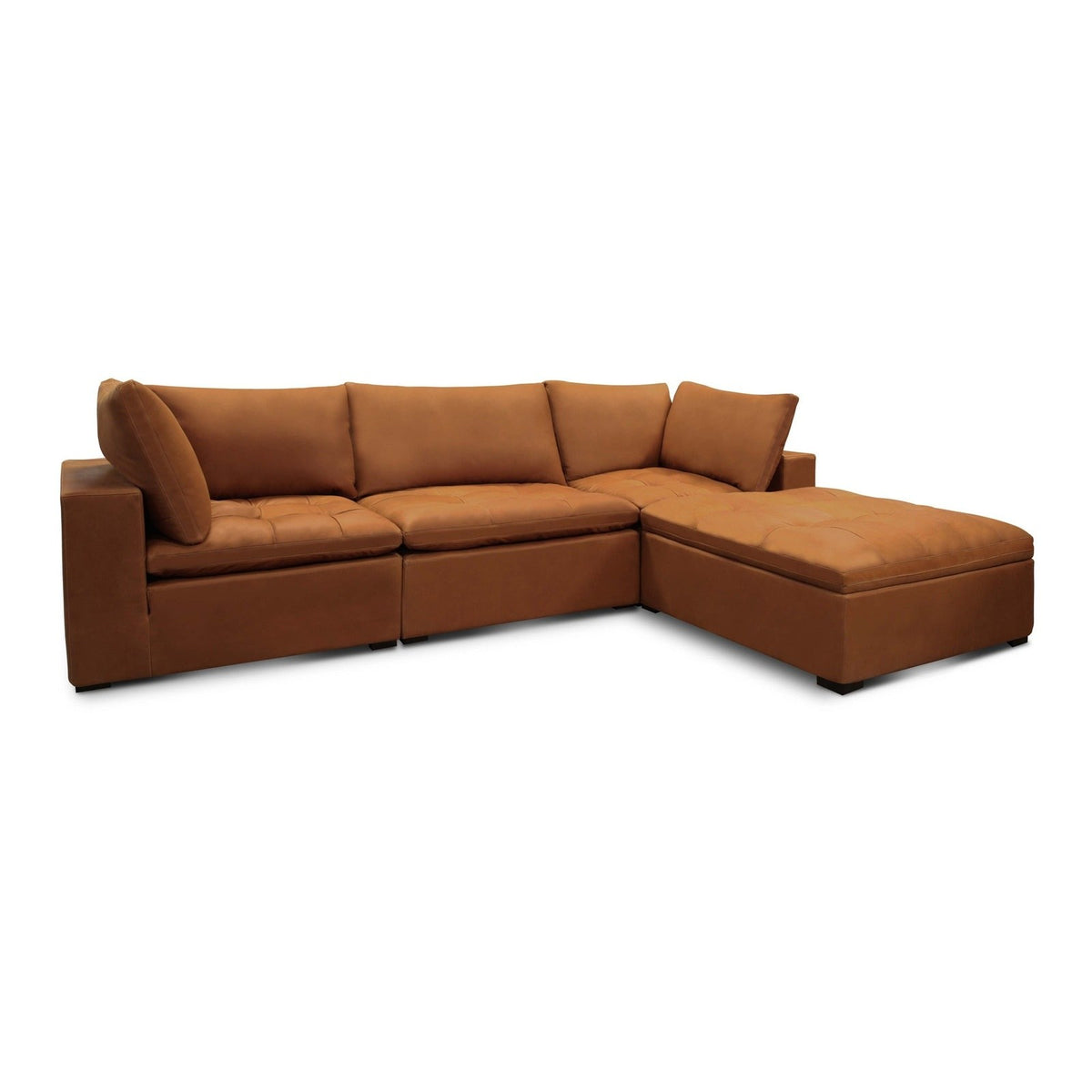 GTR Nirvana 100% Top Grain Leather Modular Sectional, 4 Piece, Napa Ma ...