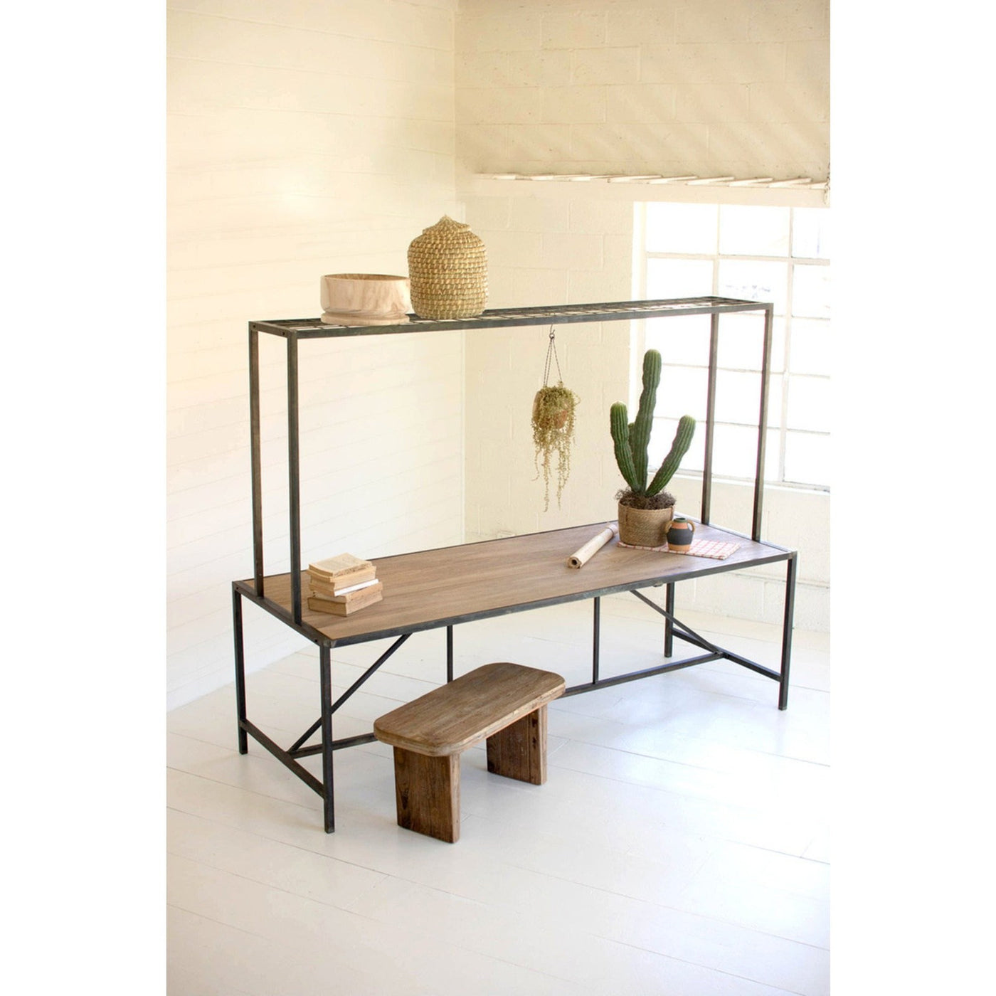 Kalalou Metal Store Display Table With Wooden Top — Archic Furniture