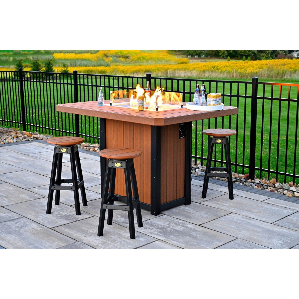 LuxCraft Lumin Fire Table 62" Rectangular Dining Height