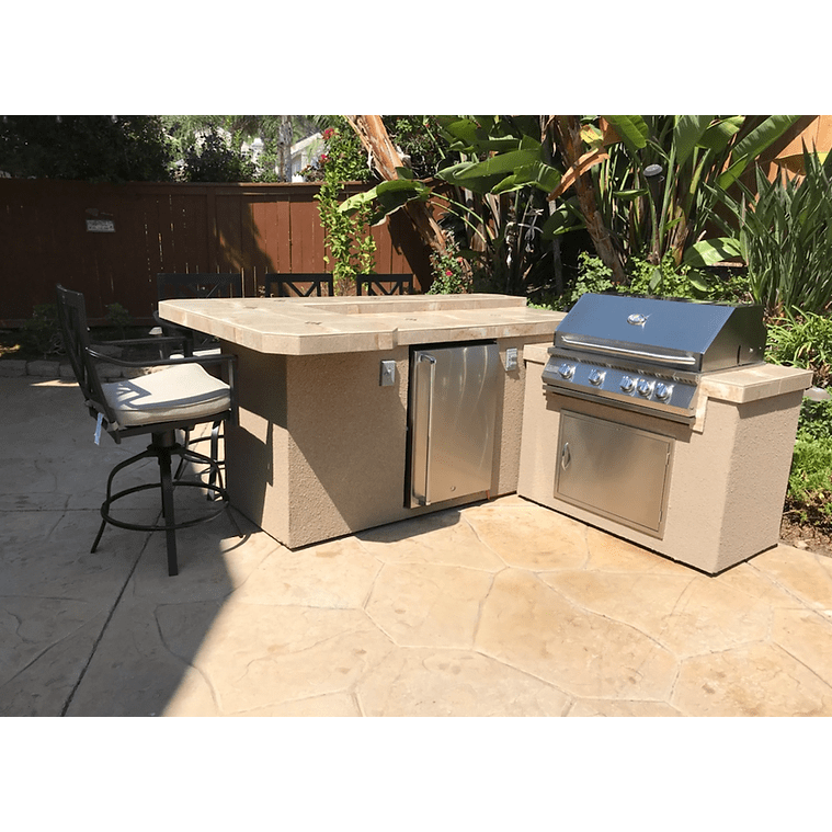 Kokomo L-Shape BBQ Island With Bar Seating and 4 Burner Built-in BBQ G