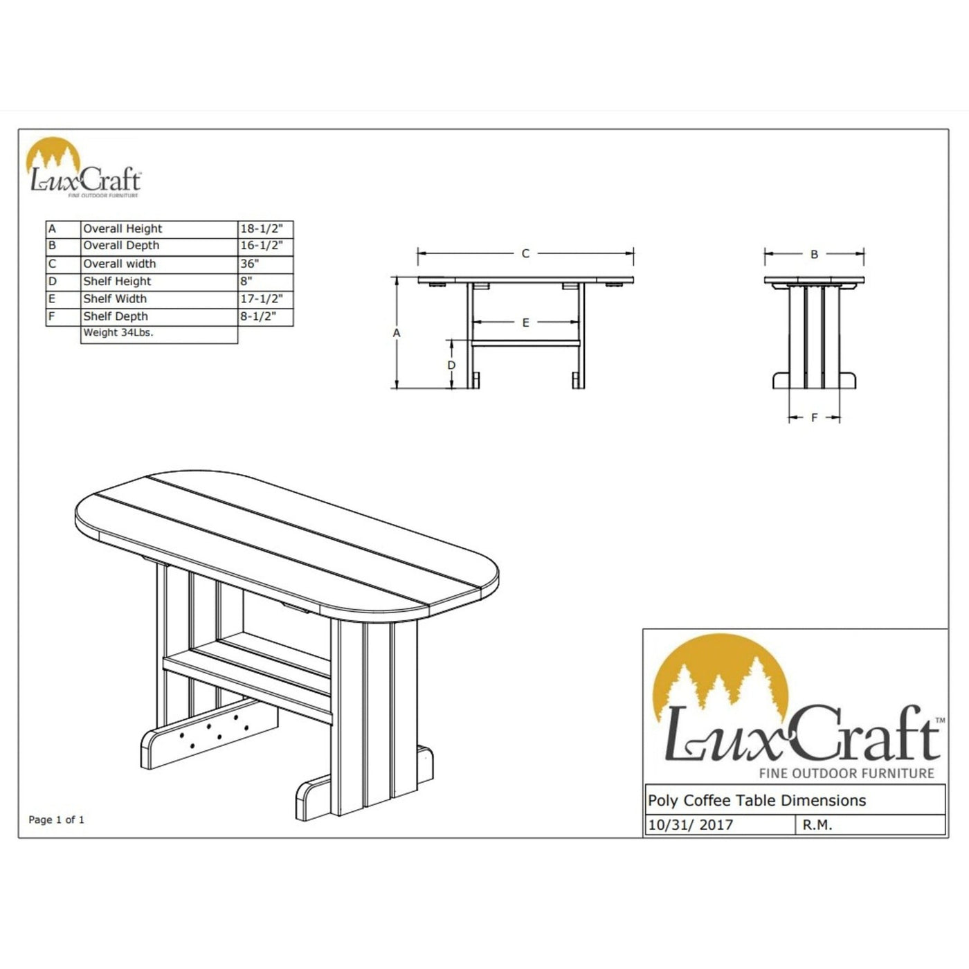 LuxCraft Poly Coffee Table — Archic Furniture