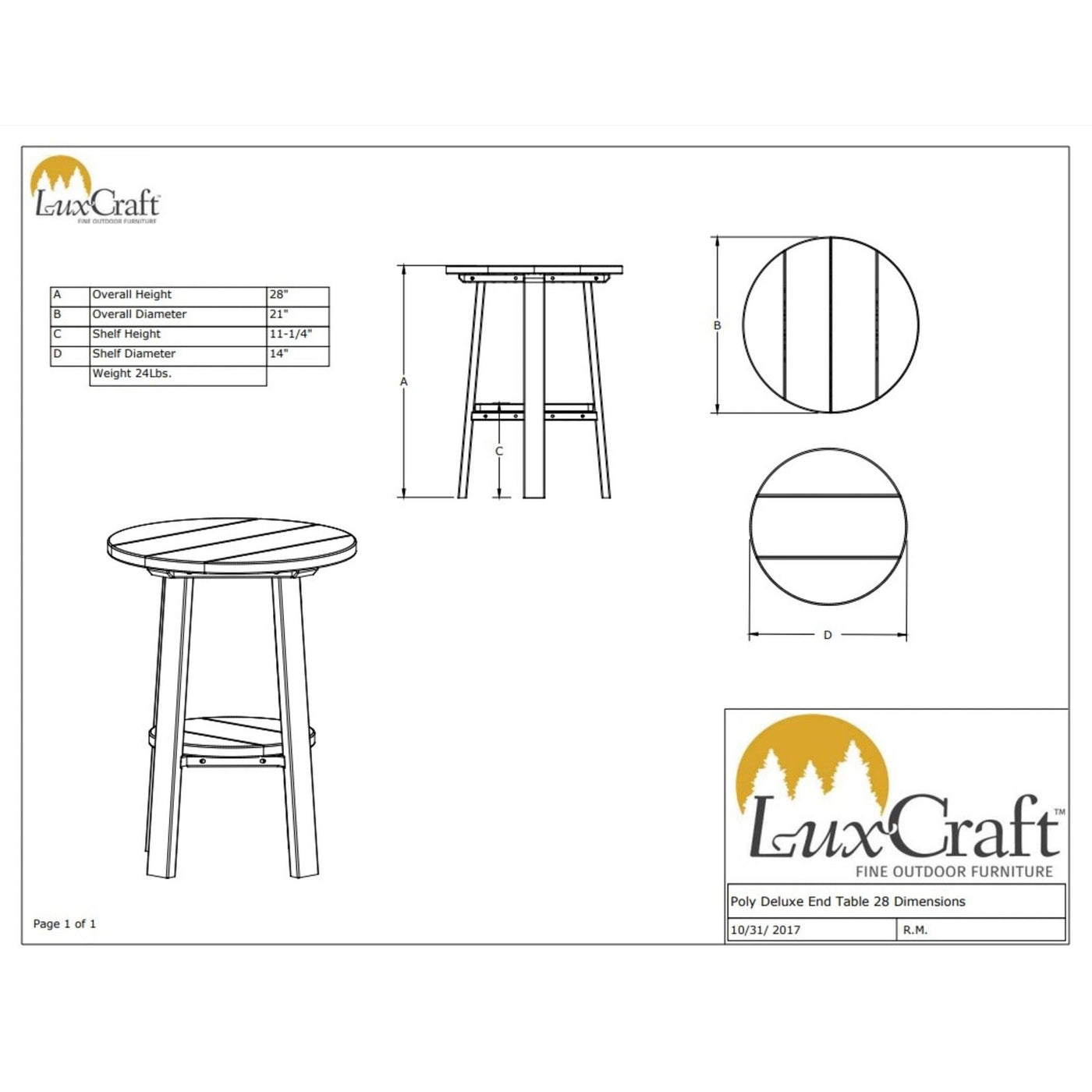 LuxCraft Deluxe 28" Poly End Table — Archic Furniture