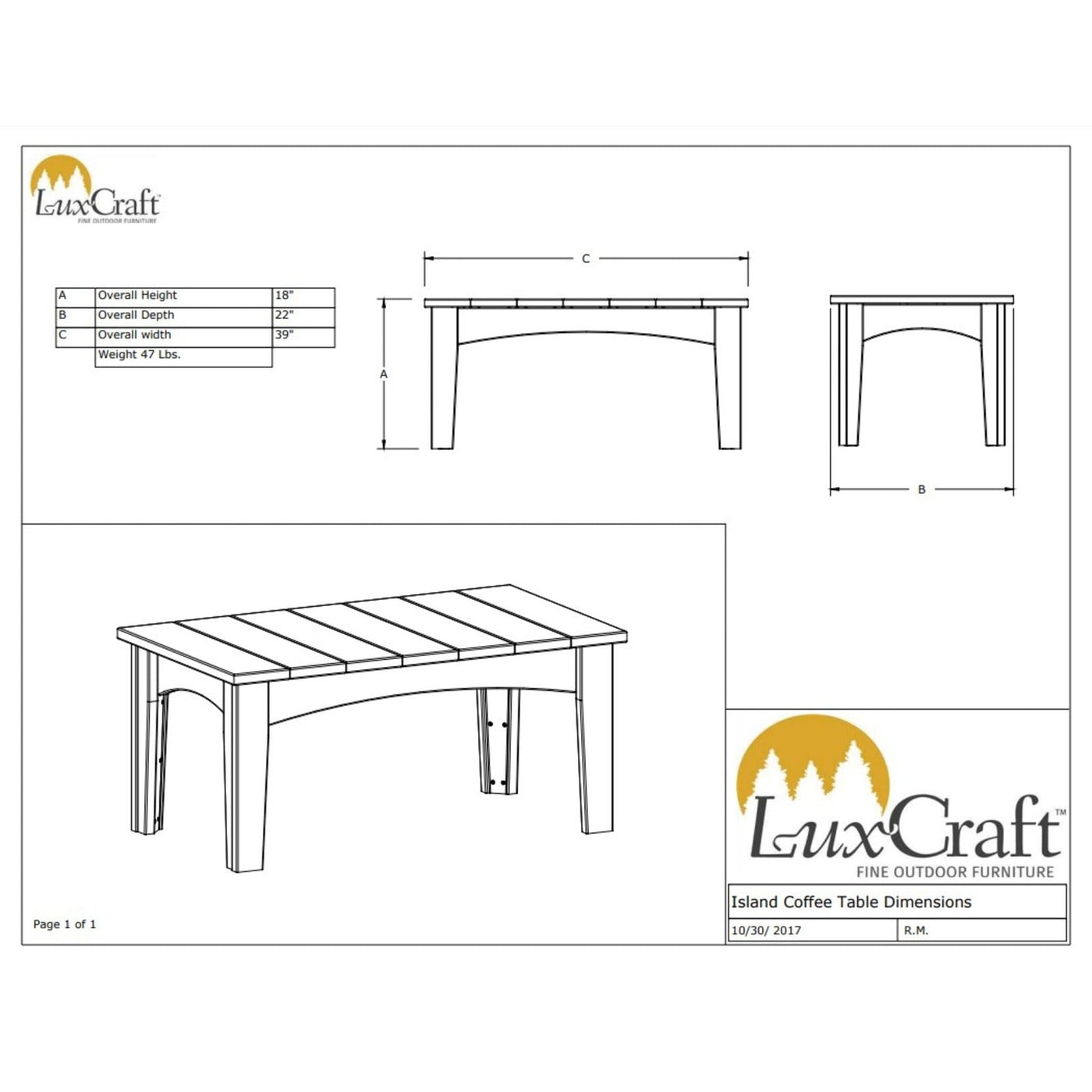 LuxCraft Poly Island Coffee Table — Archic Furniture