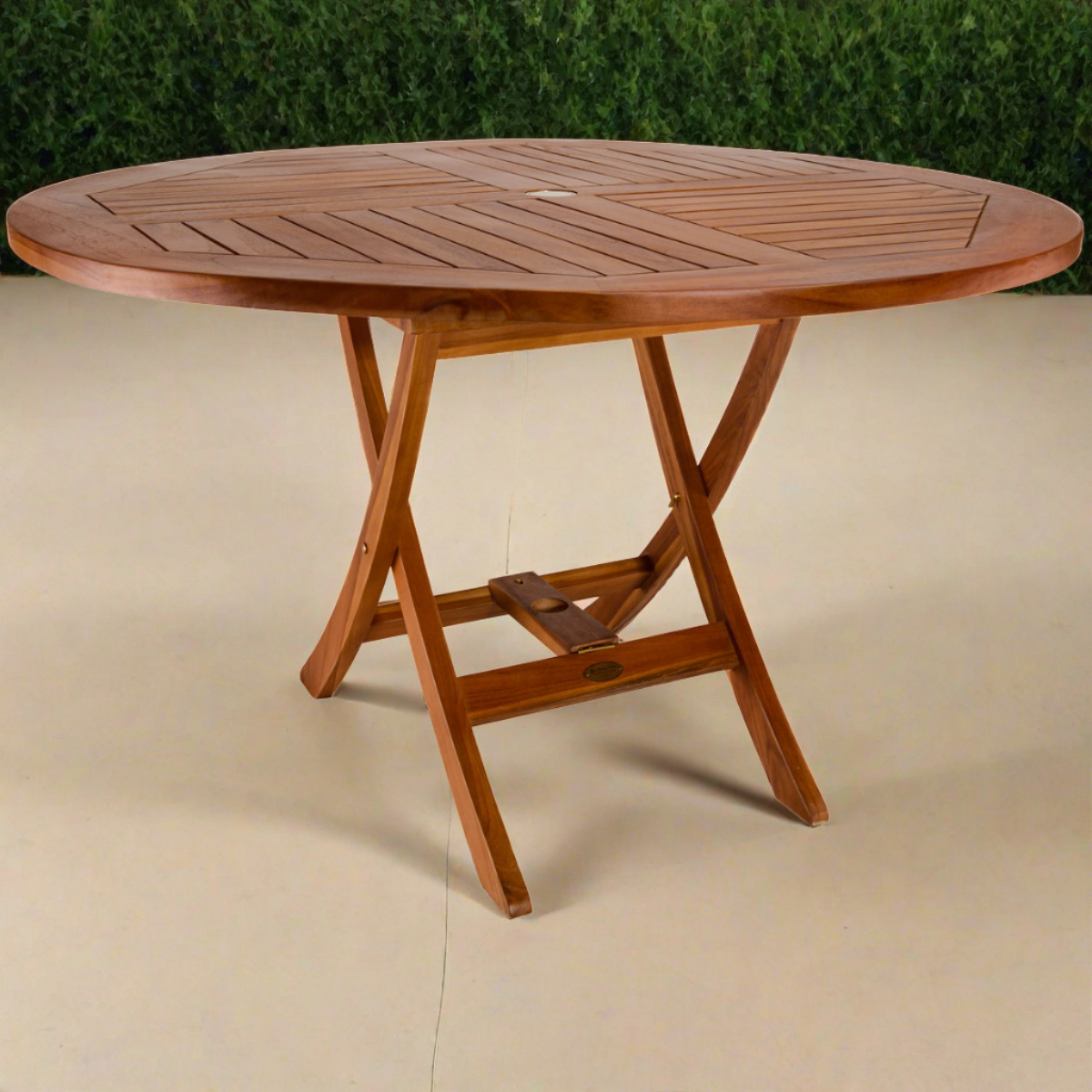 All Things Cedar 4-ft Teak Round Folding Table TR48 — Archic Furniture
