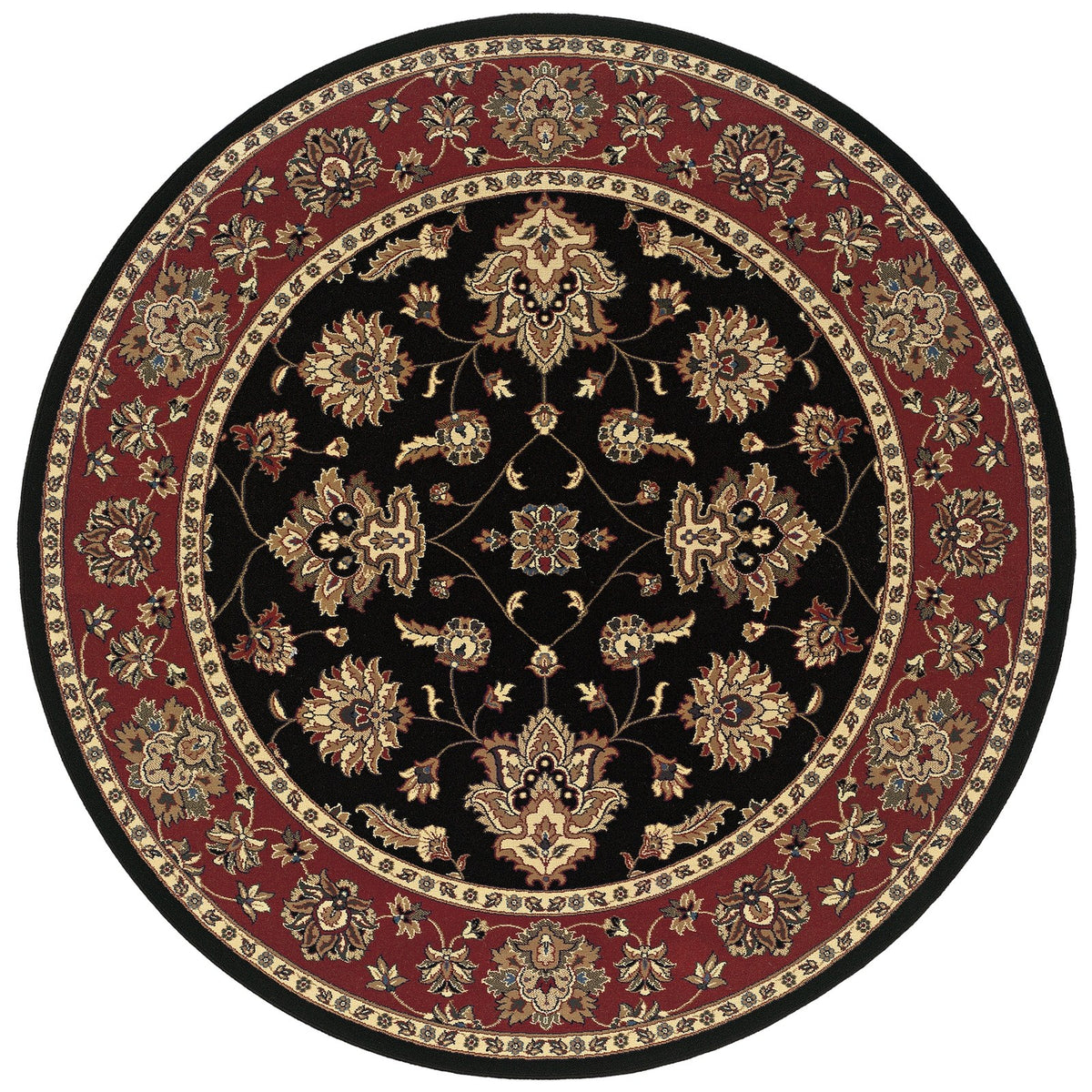 Oriental Weavers Ariana 623M3 Black/ Red 8' Round Indoor Area Rug A623