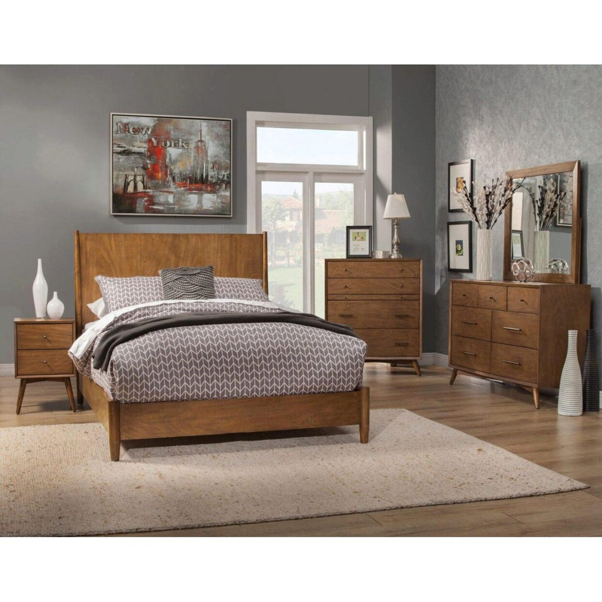 Alpine Furniture Flynn Queen Platform Bed, Acorn 766-01Q — Archic Furniture