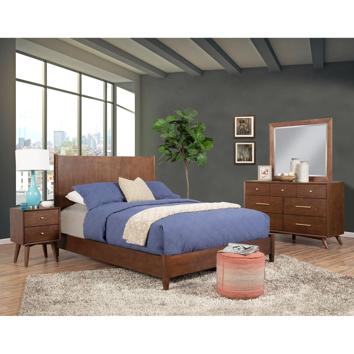 Alpine Furniture Flynn Queen Platform Bed, Walnut 766WAL-01Q — Archic ...