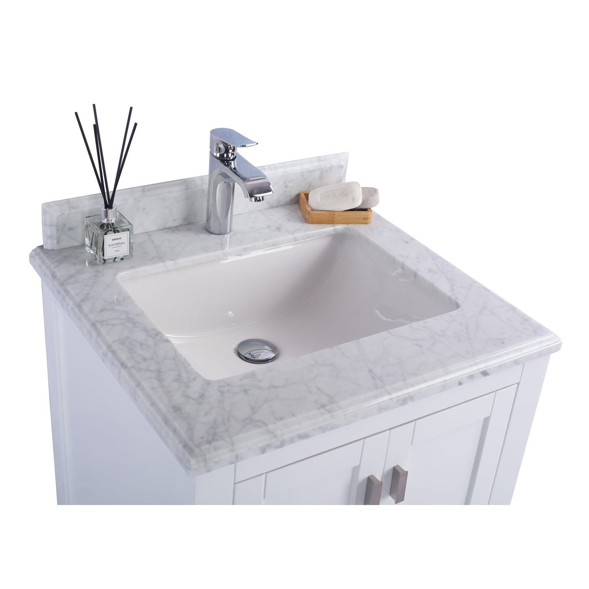 Laviva Wilson 24" White Bathroom Vanity with White Carrara Marble Coun ...