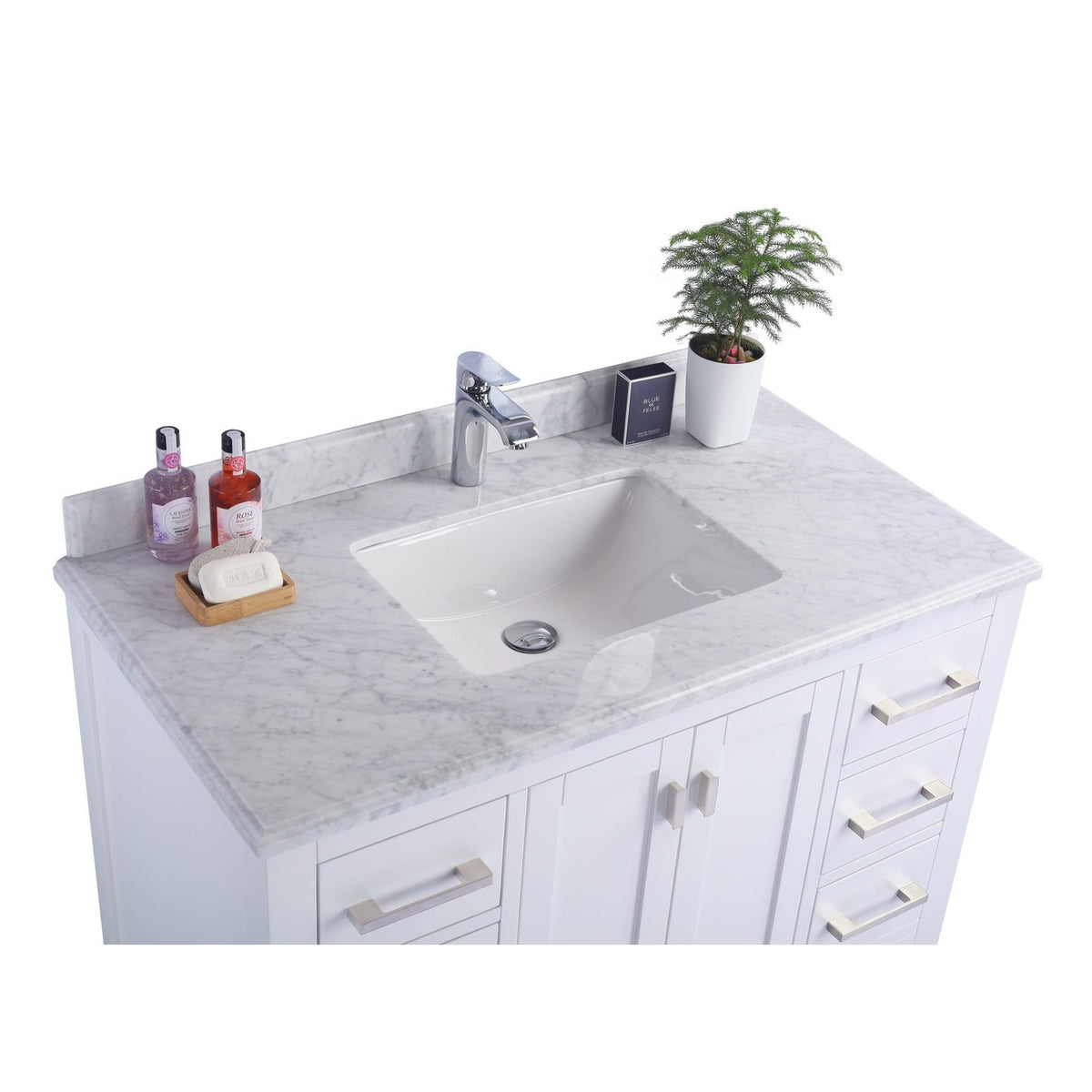 Laviva Wilson 42" White Bathroom Vanity with White Carrara Marble Coun ...