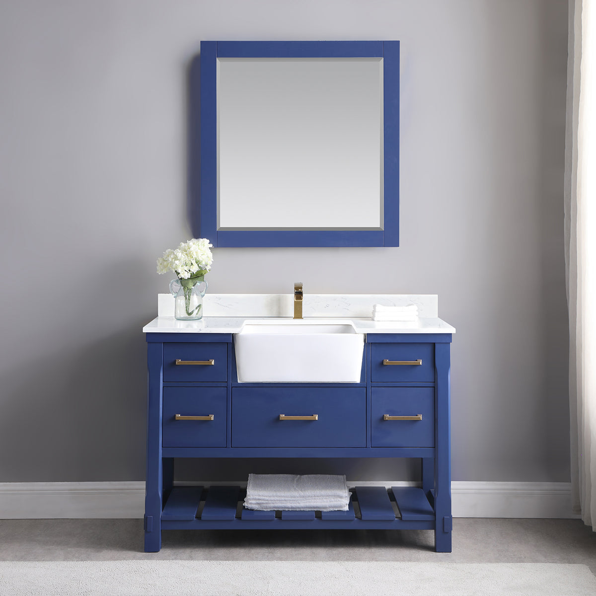 Altair Design Georgia 48" Single Bathroom Vanity Set in Jewelry Blue a ...