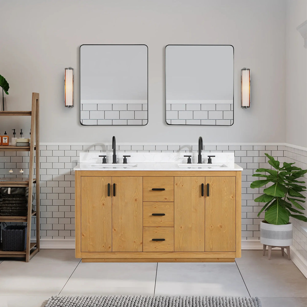 Altair Design Perla 60″ Double Bathroom Vanity in Natural