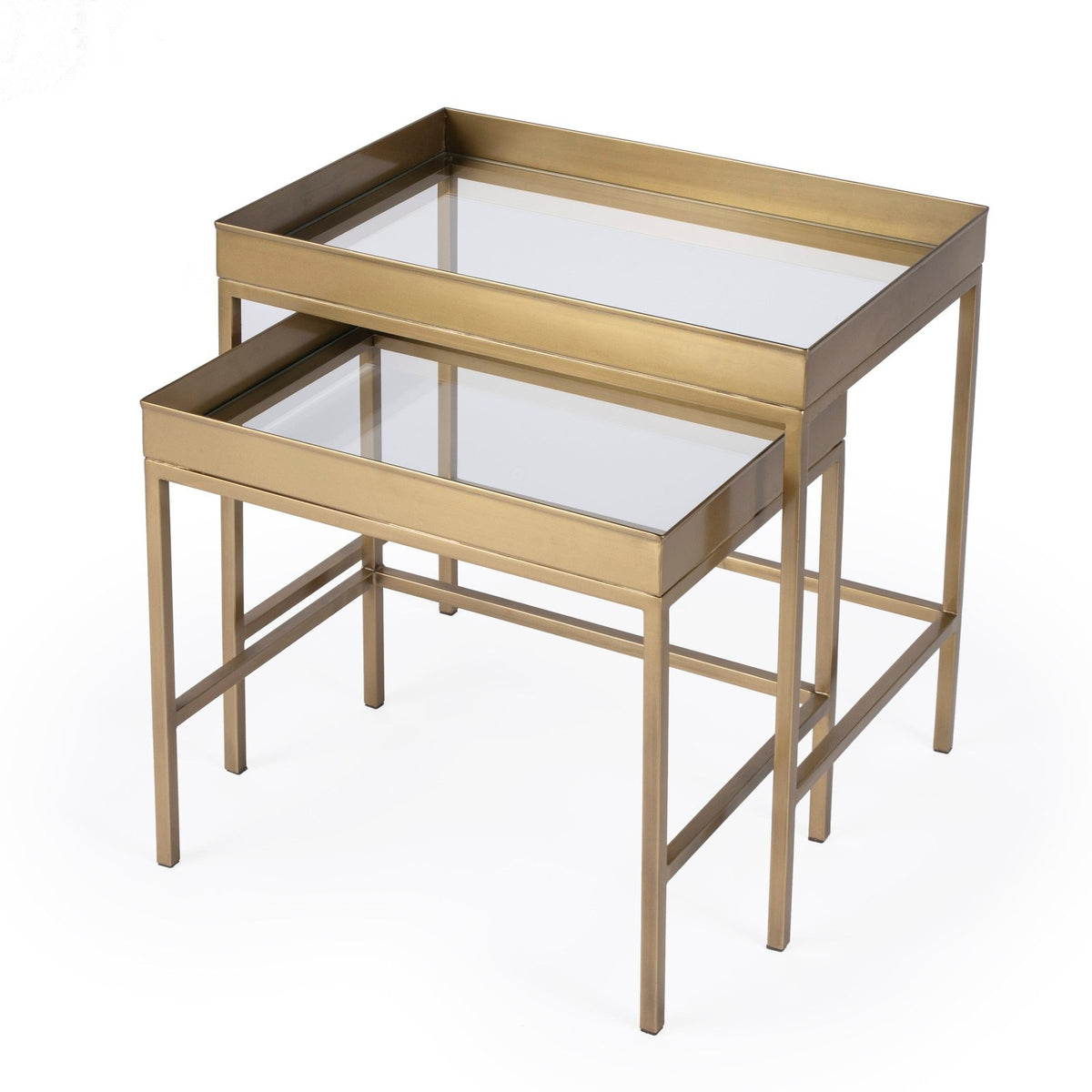 Butler Specialty Company Lenny 2 Piece Glass Nesting Tables, Gold 5636 ...