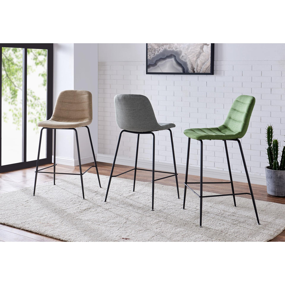 New Pacific Direct Caleb Fabric Counter Stool, (Set of 4) 9300086-530 ...