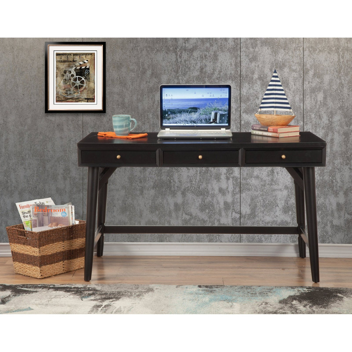Alpine Furniture Flynn Large Desk, Black Desk — Archic Furniture