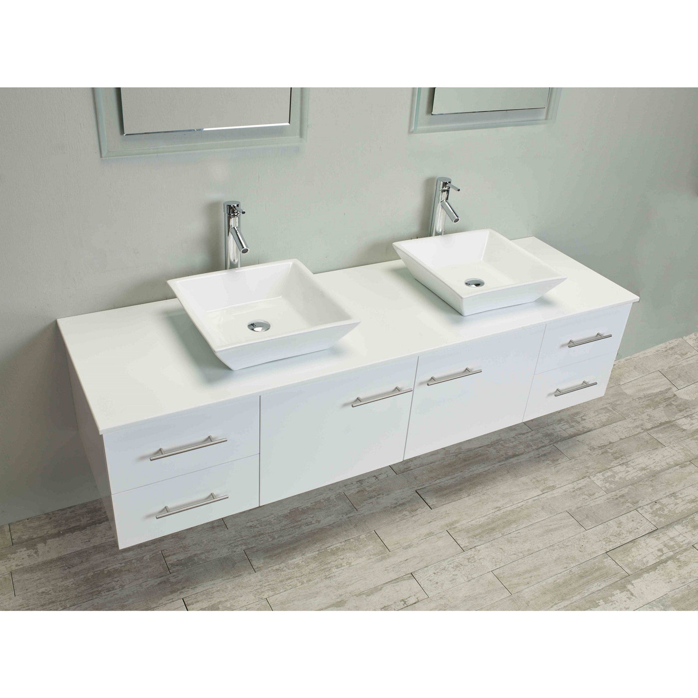 Eviva Totti Wave 72" Modern Double Sink Bathroom Vanity with Counterto