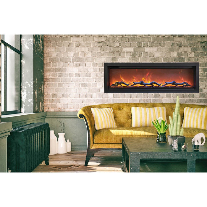 Remii WM-B Series Electric Fireplace with Glass and Black Steel Surrou ...