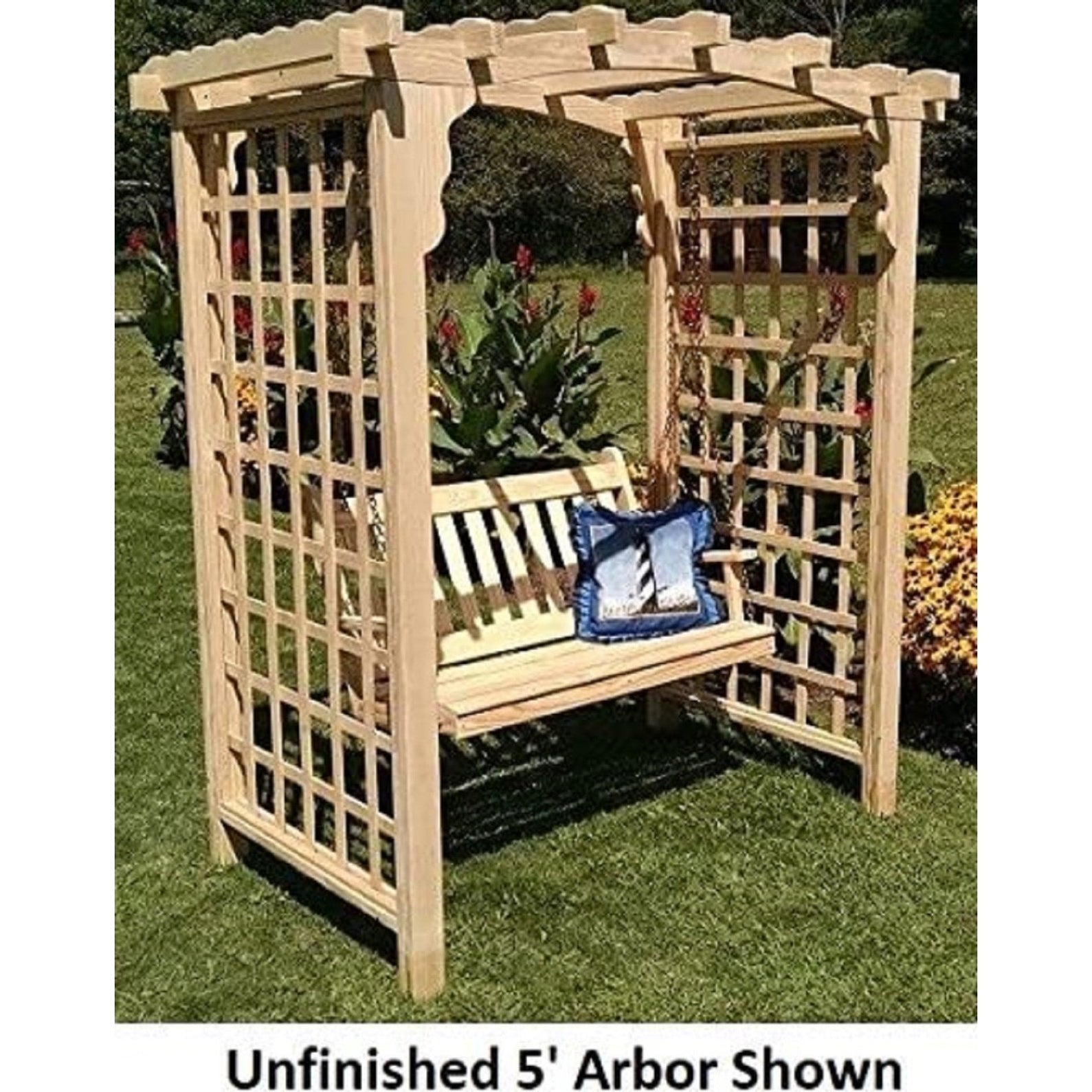 A & L Furniture Amish Handcrafted Cedar Wood Cambridge Arbor & Swing ...