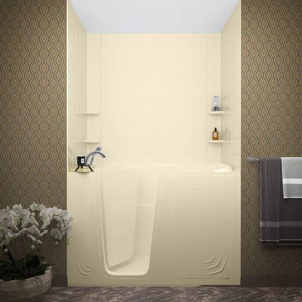 MediTub 6 in. Tiling Walk-in Bathtub Wall Surround System in Biscuit H ...