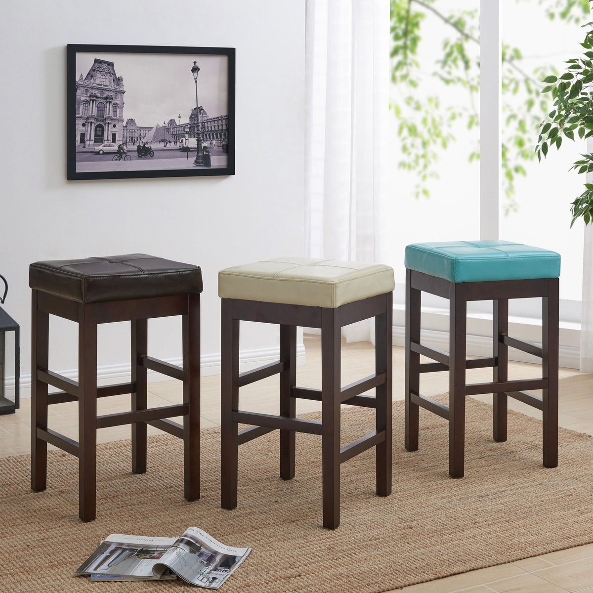 New Pacific Direct Valencia Backless Bicast Leather Counter Stool 1086