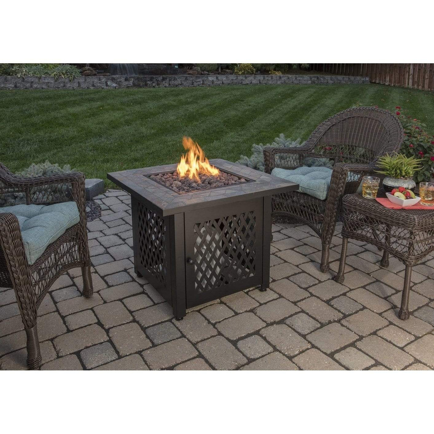 Endless Summer LP Gas Outdoor Fire Pit with 30-in Slate Tile Mantel GA ...