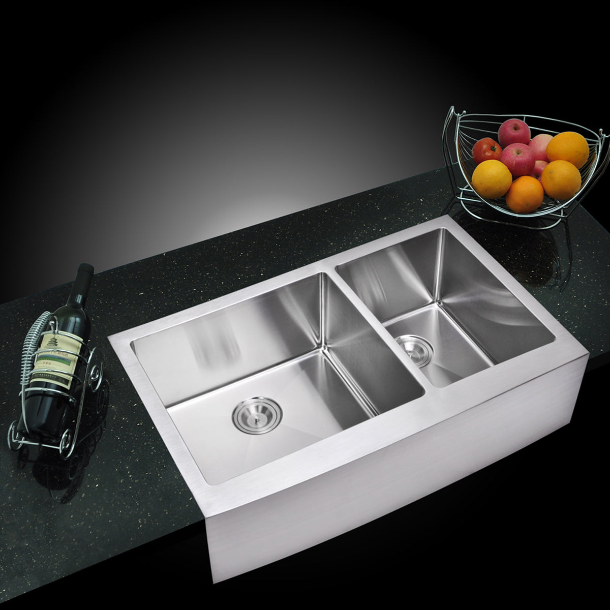 Water Creation 36 x 22 Corner Radius 60/40 Double Bowl Stainless Steel — Archic Furniture