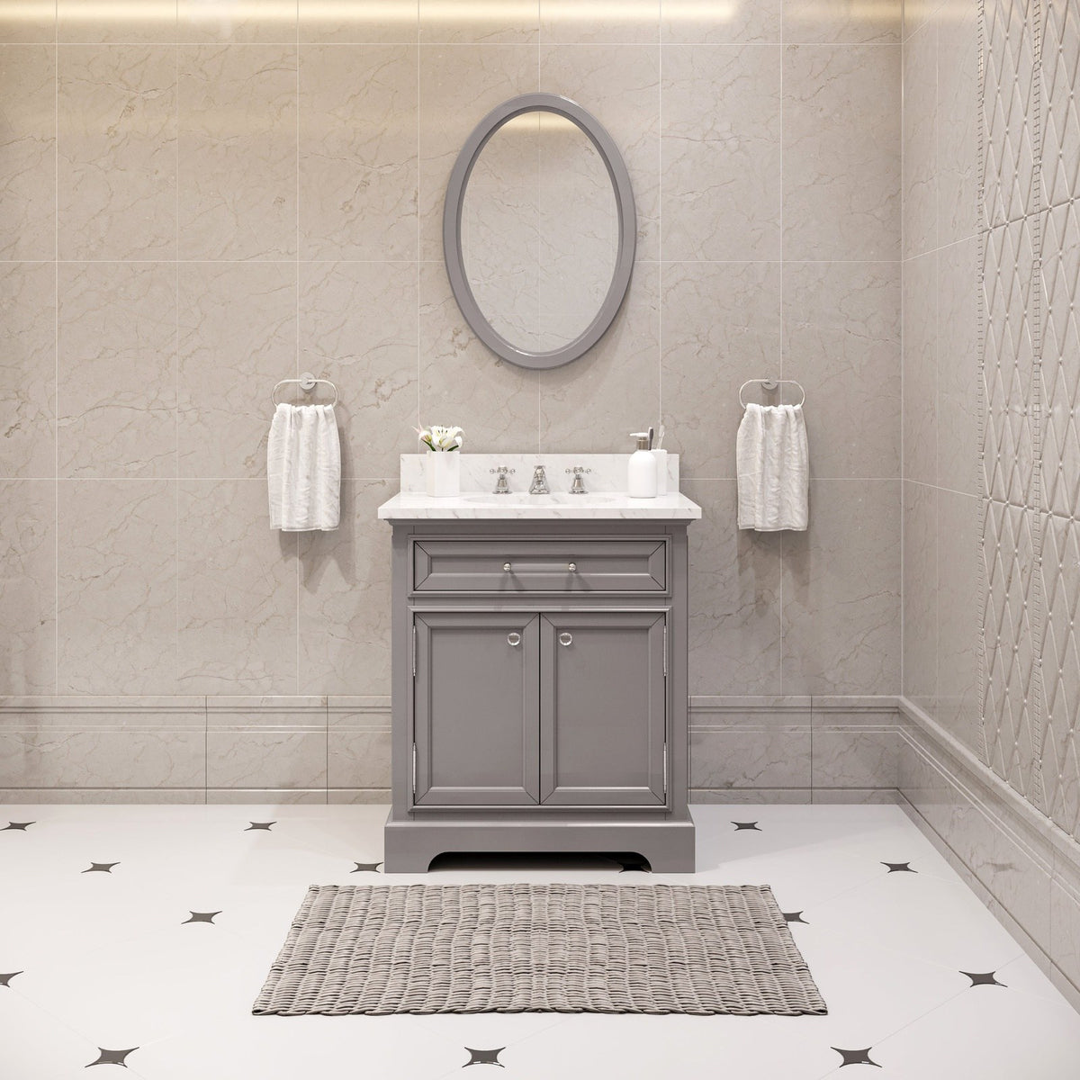 Water Creation Derby 30" Cashmere Grey Single Sink Bathroom Vanity Wit ...