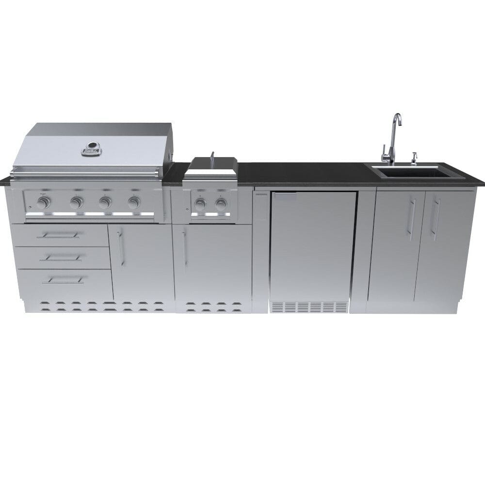Sunstone Houston 8" Grill/Double Burner/Bar Sink & Fridge Outdoor Kitc ...